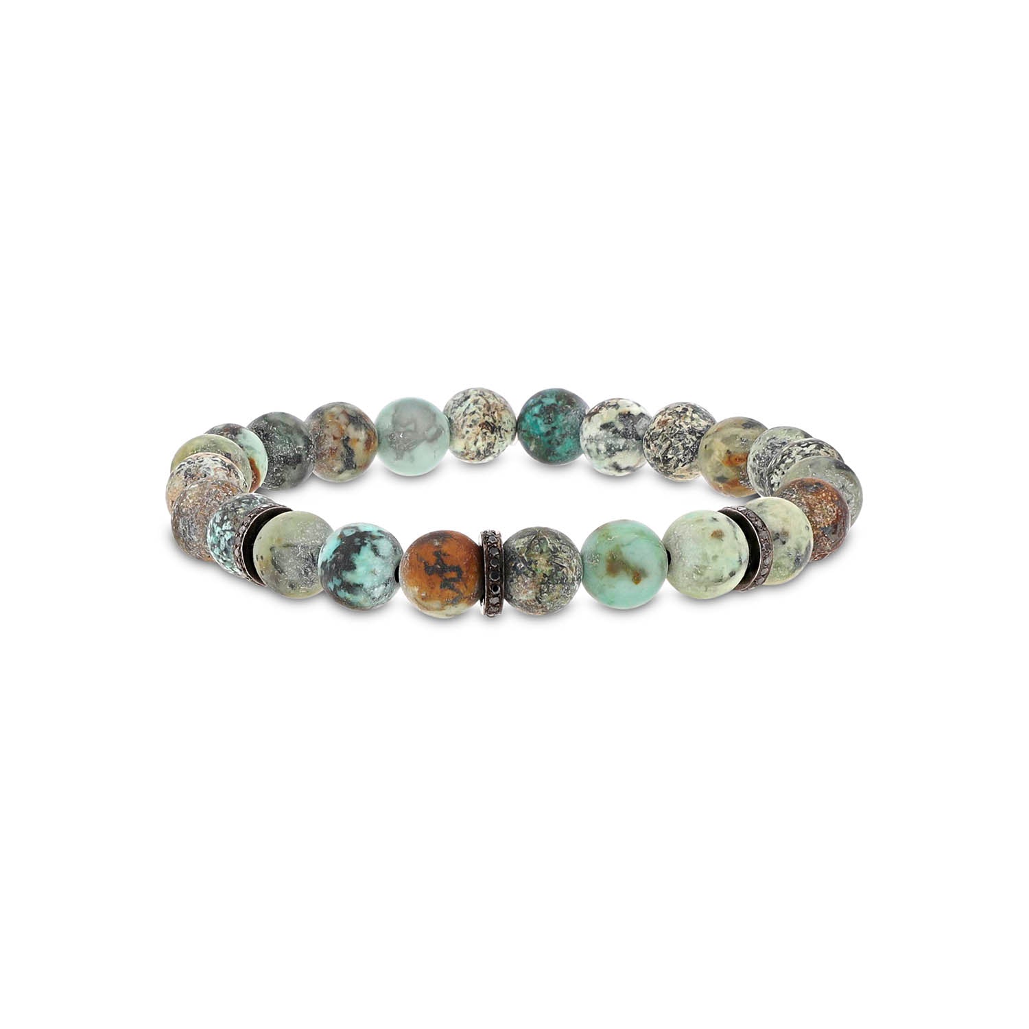 Mr. LOWE Men's African Turquoise Bracelet with Black Diamond Rondelles ...