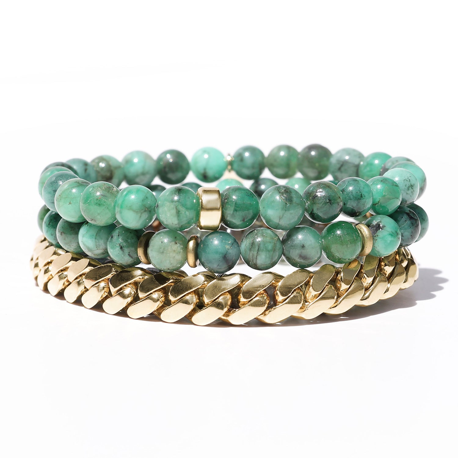 Mr. LOWE Men's Emerald Bracelet with 14k Gold Rondelle - 8mm – Sheryl Lowe
