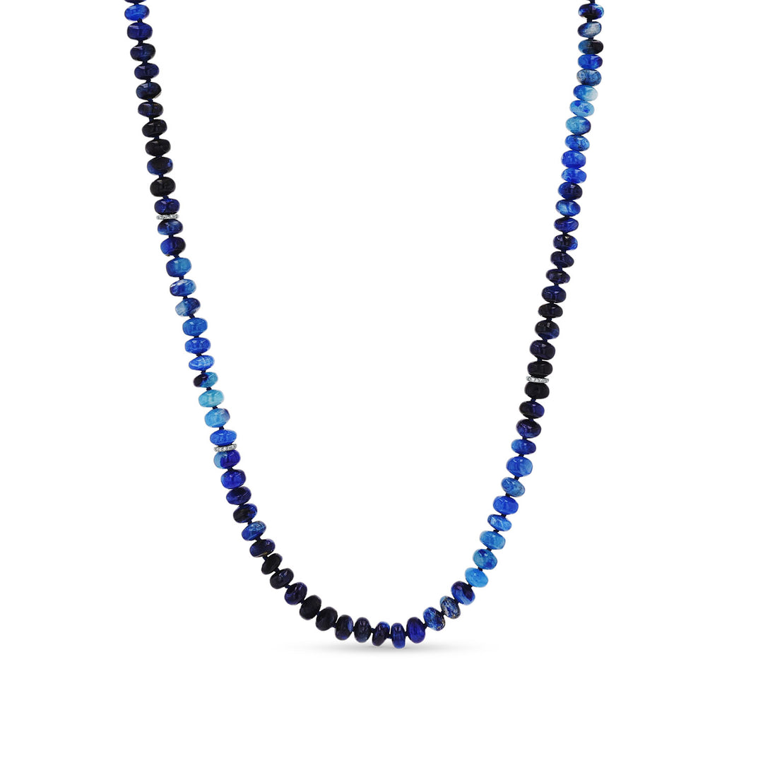Afghanite Ombre Knotted Necklace with Diamond Rondelles - 18" - 20 ...