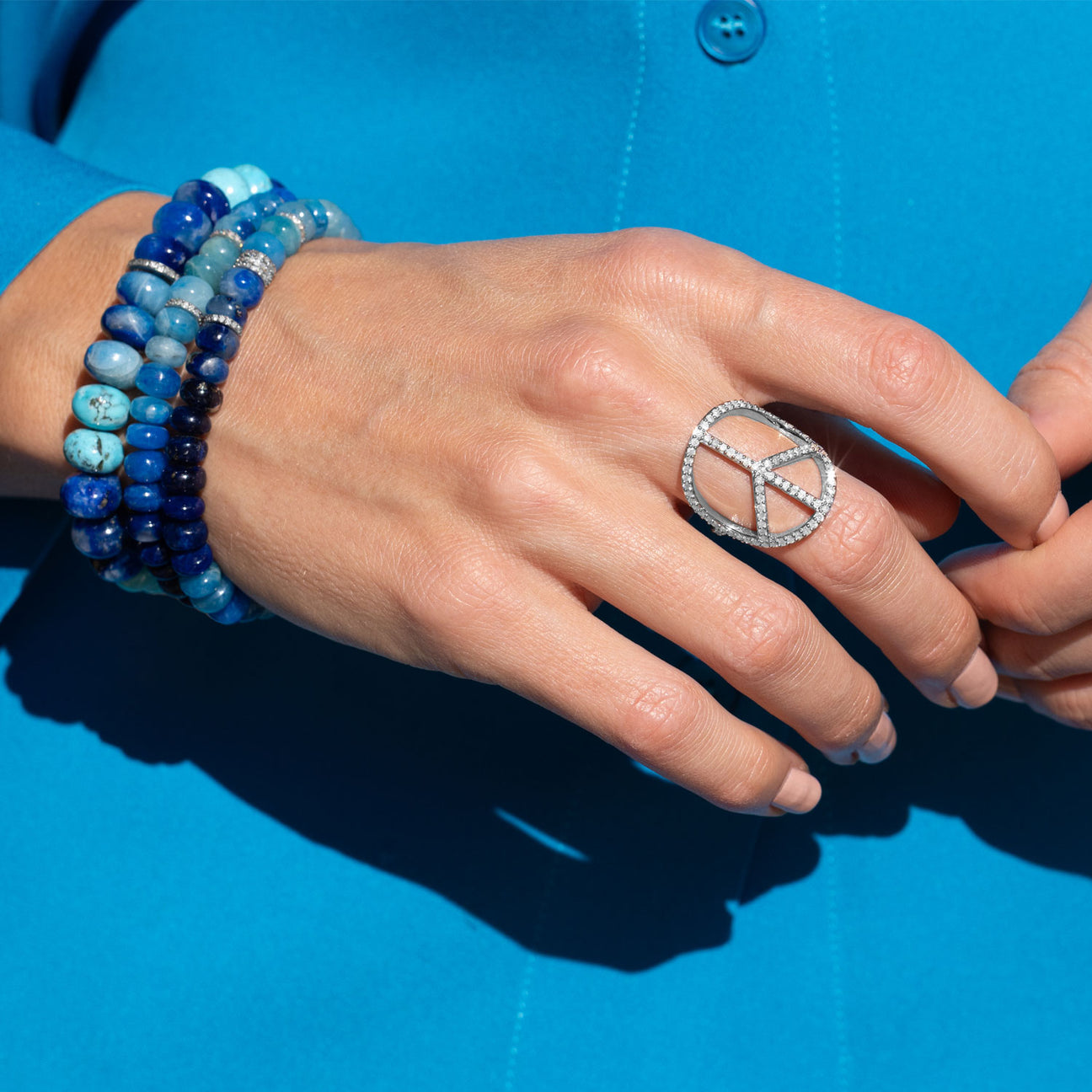 Pure Peace Diamond Peace Sign Ring – Sterling Silver – Sheryl Lowe