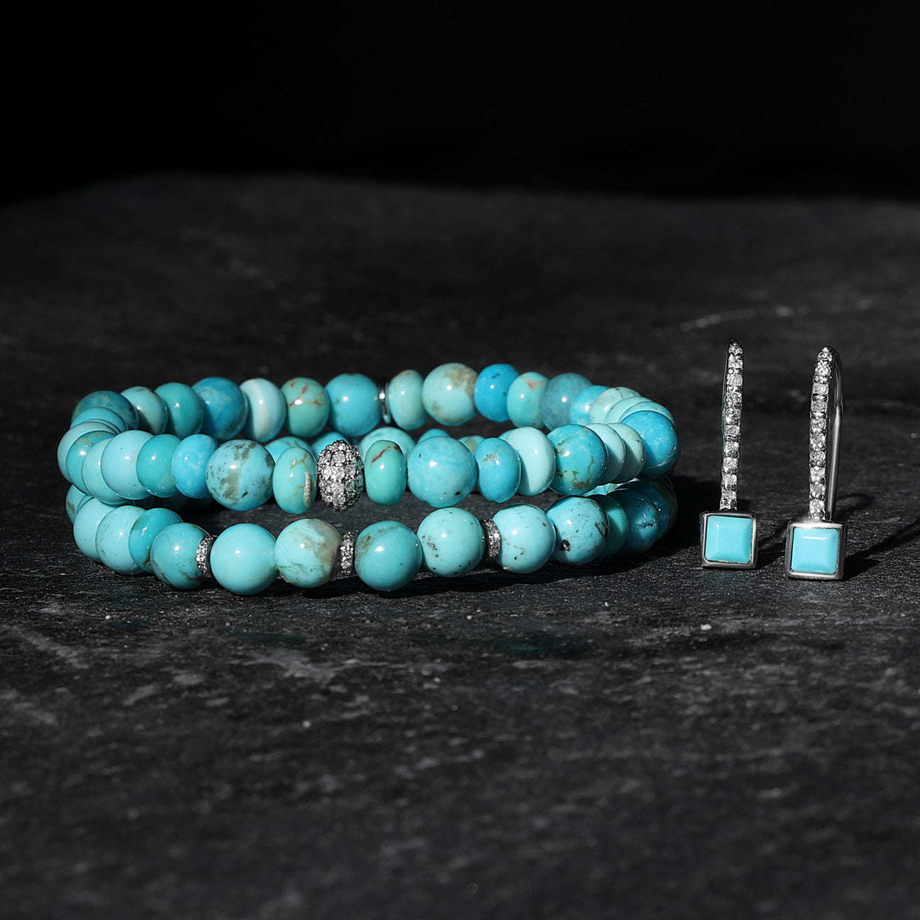 Arizona Turquoise Gift Set with Turquoise and Diamond Earrings and Bra ...