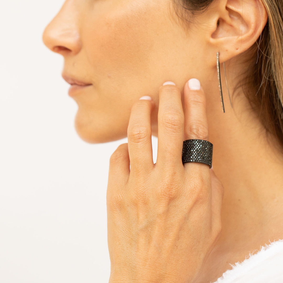 Black Diamond Wide Cuff Ring – Sheryl Lowe